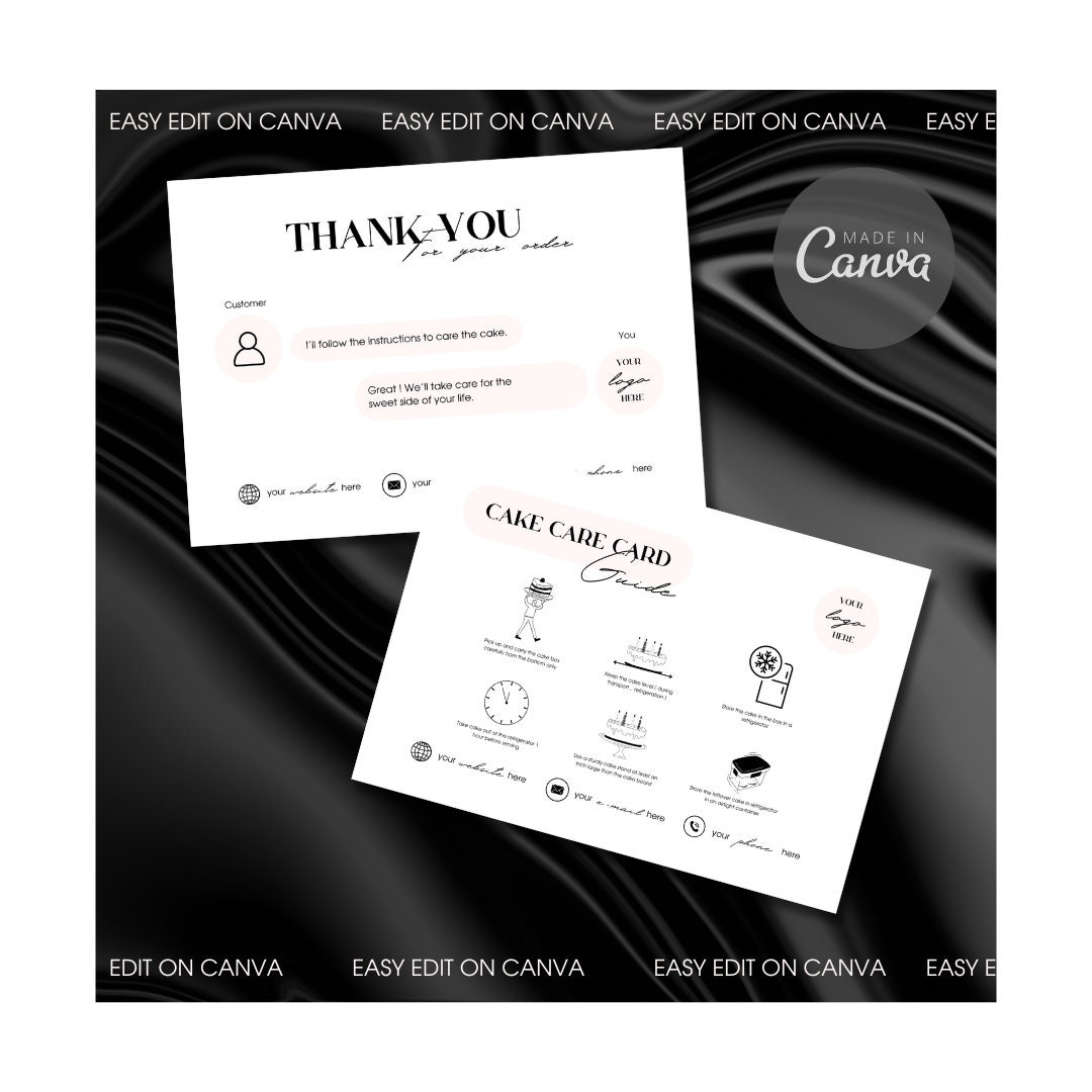 Cake Care Card Template , Cake Care Instructions , Easy Editable on ...