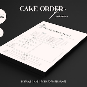 Cake Order Form Template , Digital and Easy Editable in Canva , Cake ...