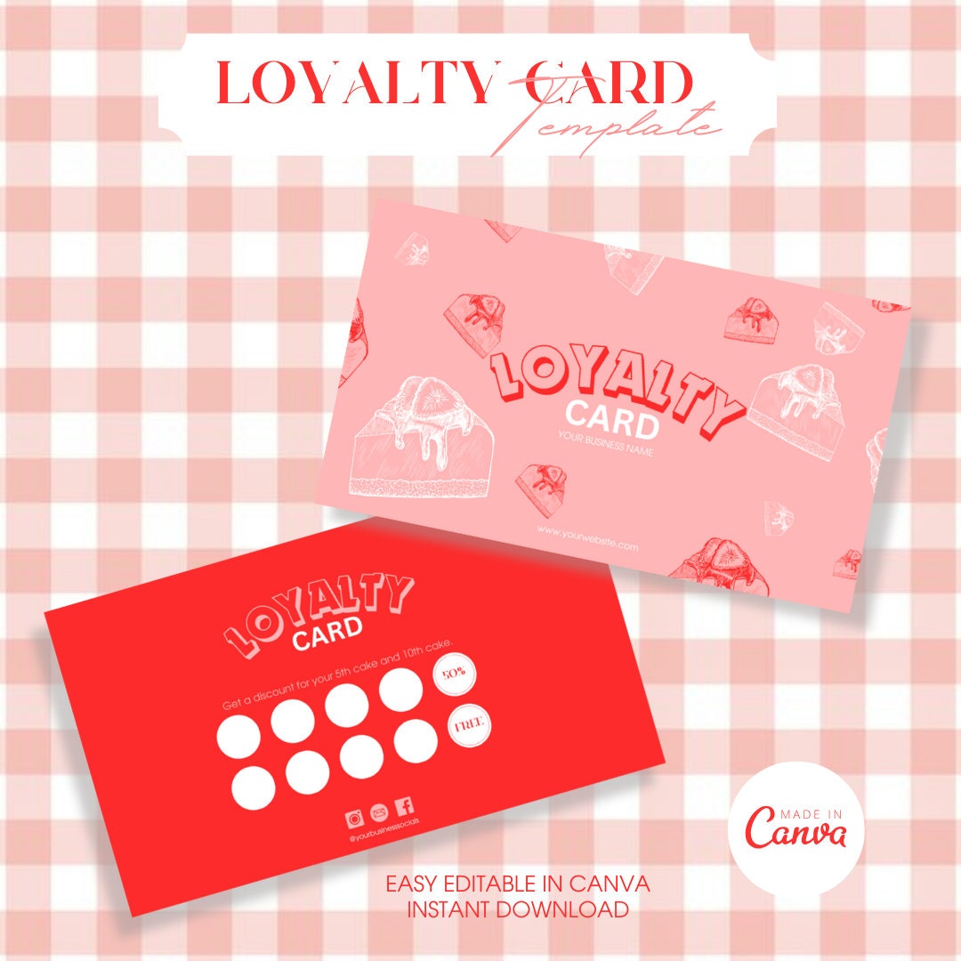Retro Loyalty Card Template , Cute Loyalty Card Template , Digital ...