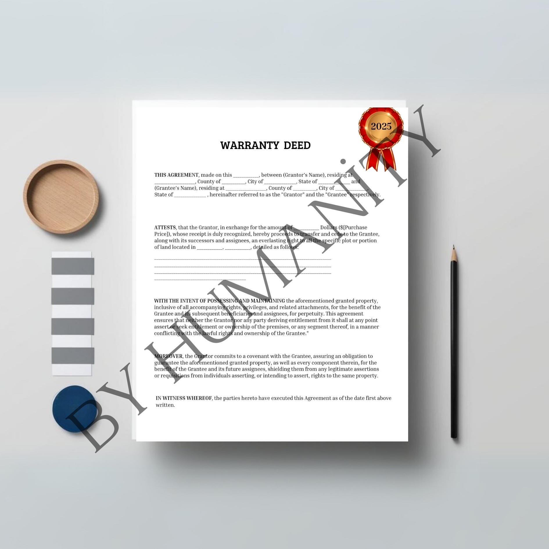 2025 Manifest Property Deed | Printable Dream Home Manifestation PDF ...