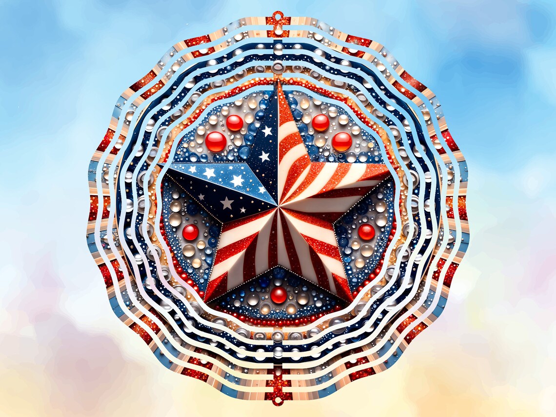 Patriotic Wind Spinner Sublimation Design, Round PNG for DIY 4th of ...