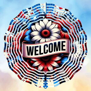 Welcome Red White and Blue Wind Spinner Sublimation Design Welcome ...