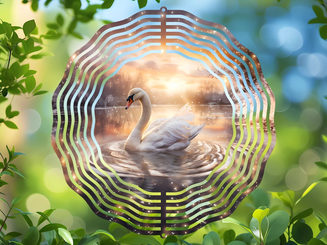 Animated Swan Wind Spinner Sublimation Design, Round PNG Digital ...