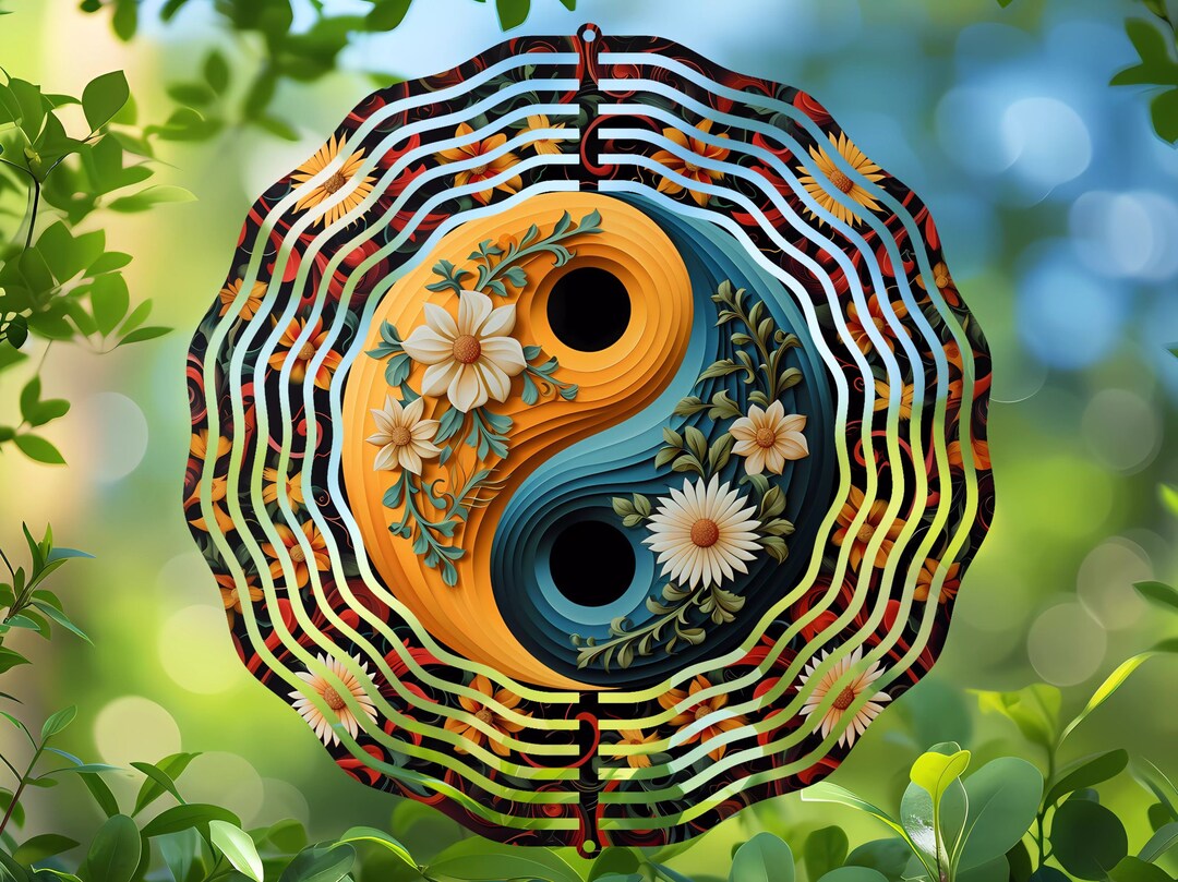 Yin Yang Garden Wind Spinner Design, Floral Sublimation Art, Printable ...