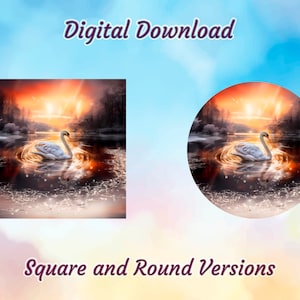 Animated Swan Lake Wind Spinner Sublimation Design Round PNG Digital ...