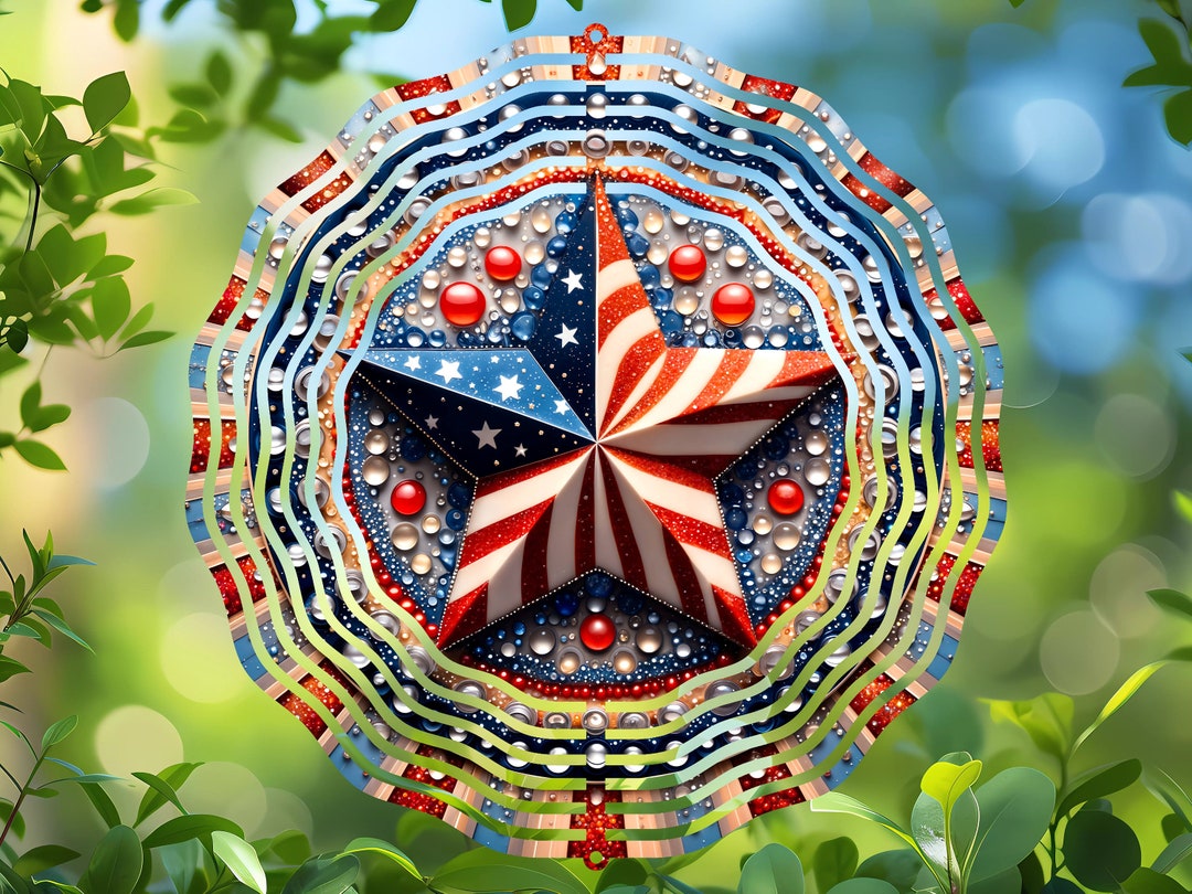 Patriotic Wind Spinner Sublimation Design, Round PNG for DIY 4th of ...