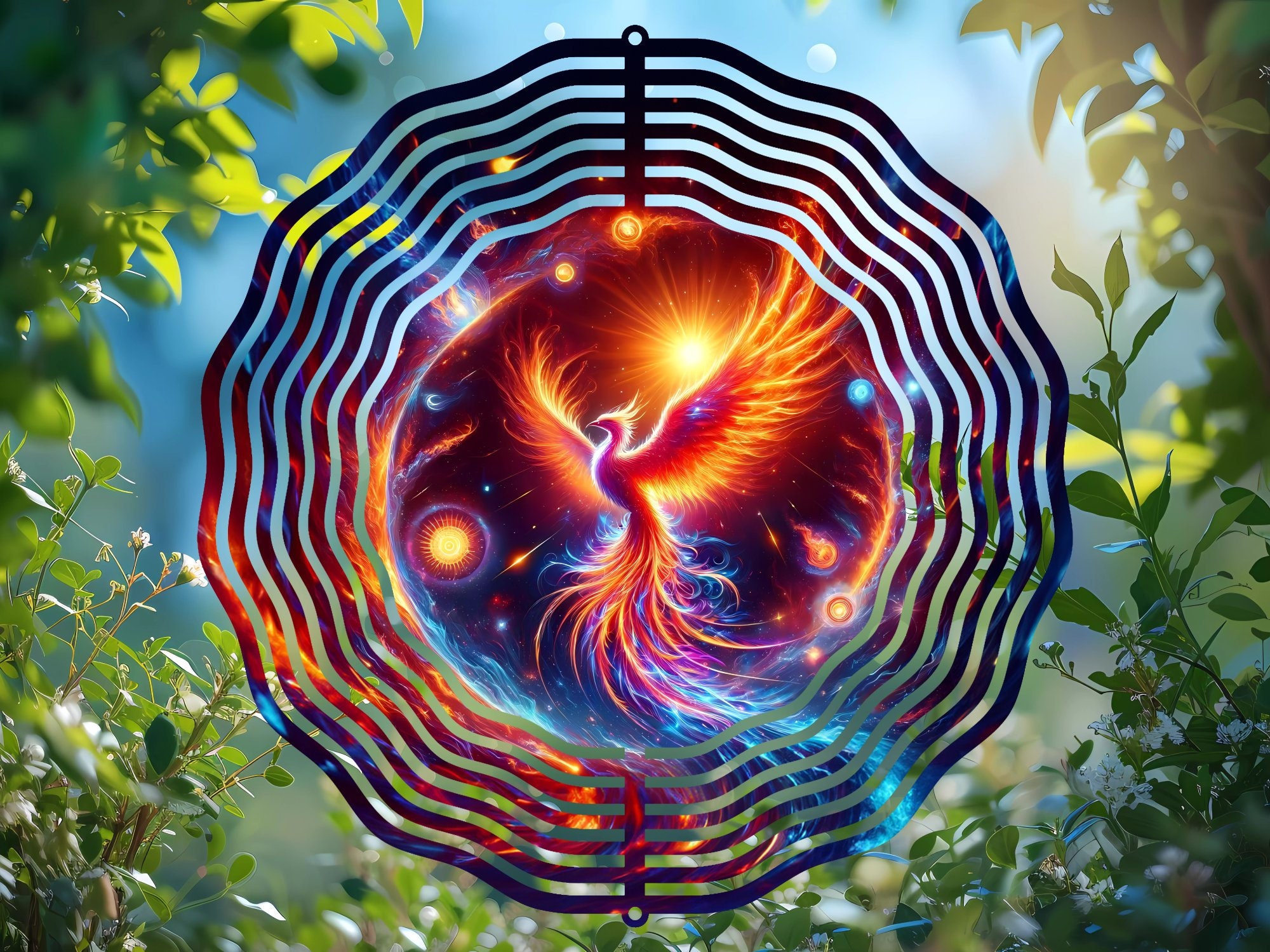 Phoenix Wind Spinner Sublimation Design, Round Digital PNG, Cosmic Fire ...