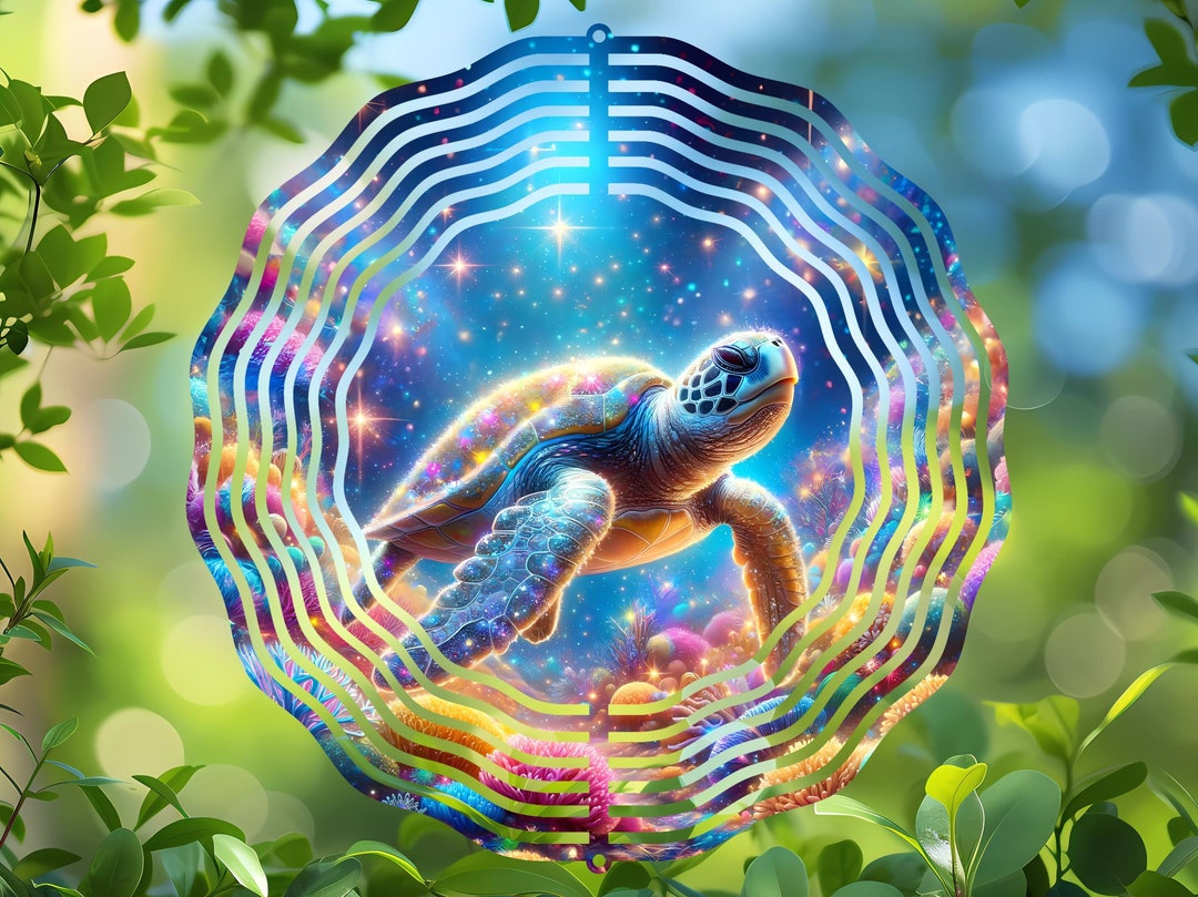 Psychedelic Sea Turtle Wind Spinner Coastal Themed Sublimation Design ...