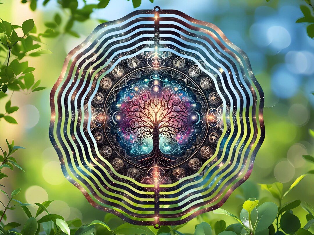 Round Cosmic Tree Wind Spinner Sublimation PNG, Mystical Celestial ...