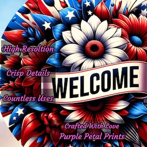 Welcome Red White and Blue Wind Spinner Sublimation Design Welcome ...