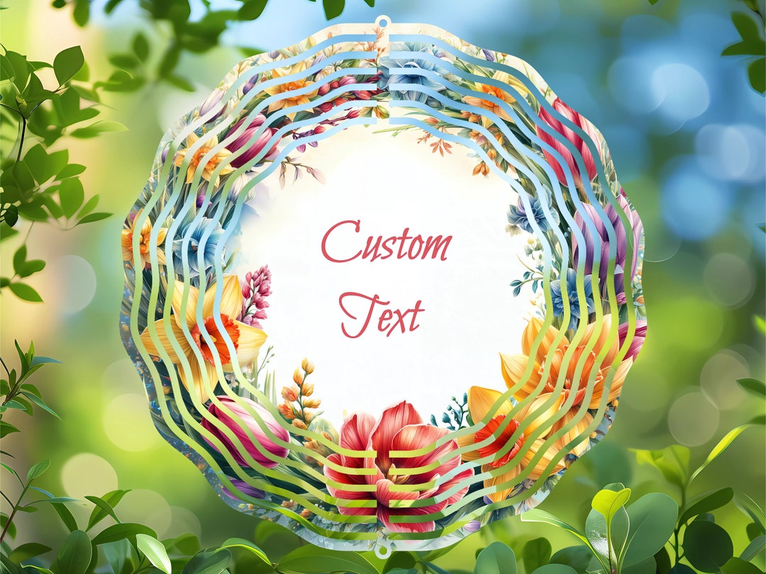 Floral Wind Spinner Design, Customizable Round PNG, DIY Garden Decor ...