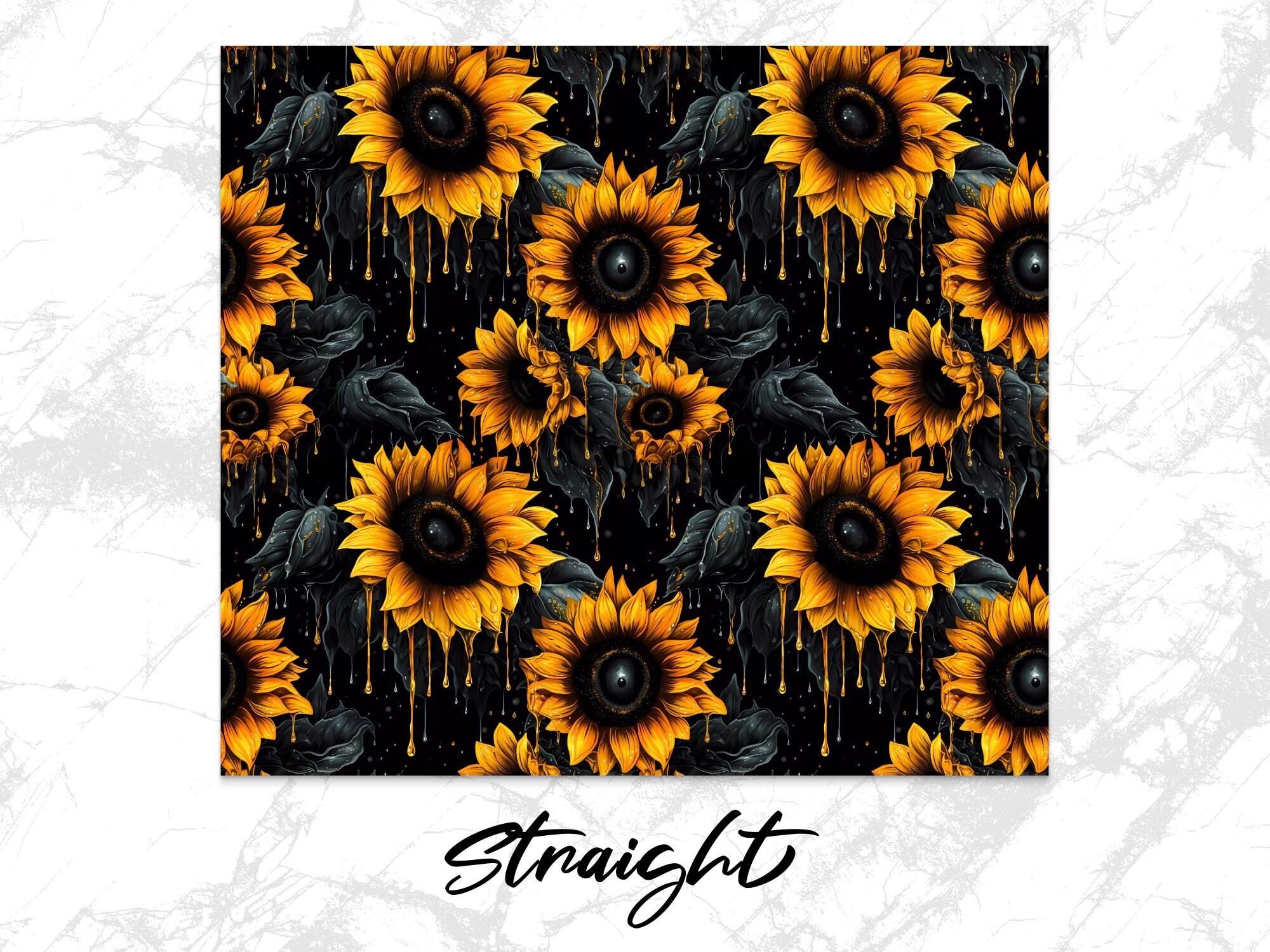 Gothic Sunflower Tumbler Design, Seamless Sublimation Wrap, 20oz Skinny ...