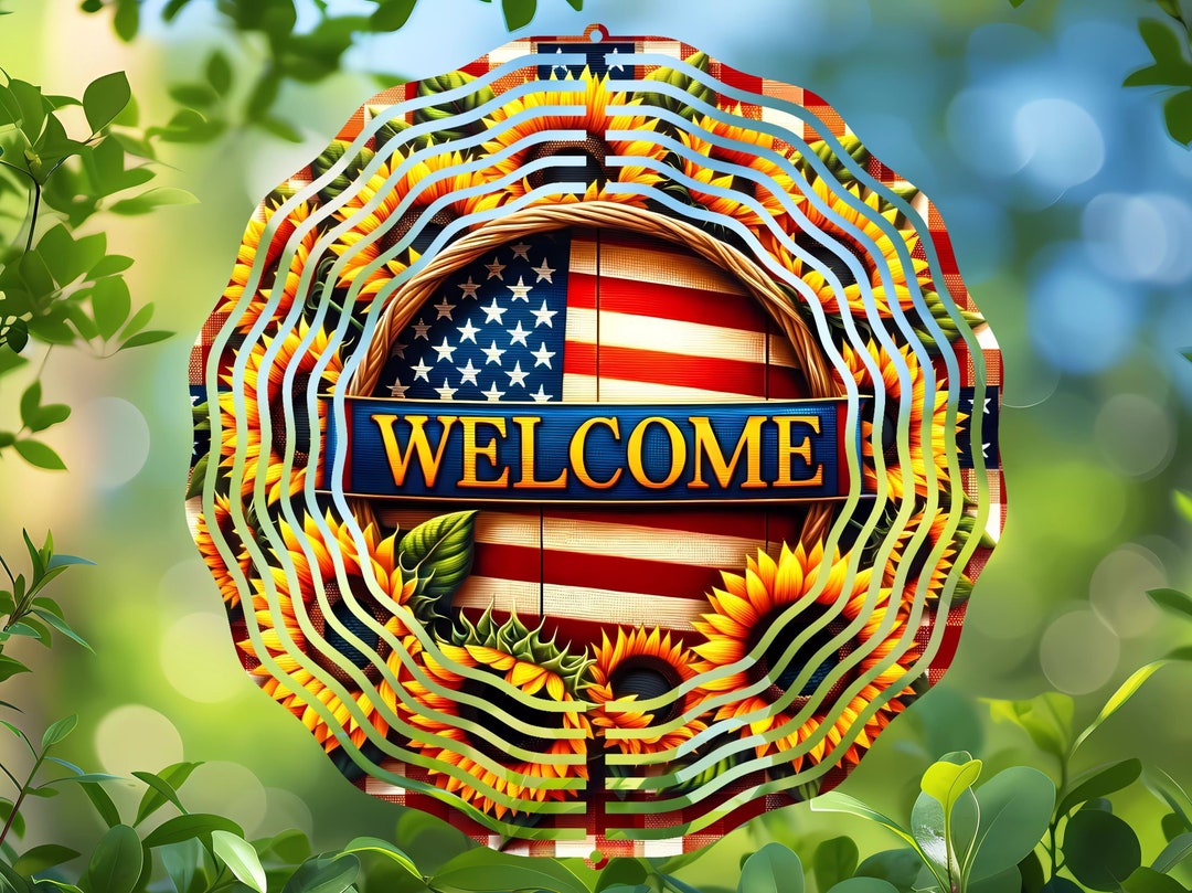 Patriotic Sunflower Welcome Sign PNG, Digital Download, Garden Decor ...