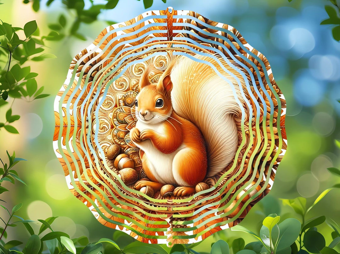 Autumn Squirrel Wind Spinner Sublimation Design, Round PNG for Coasters ...