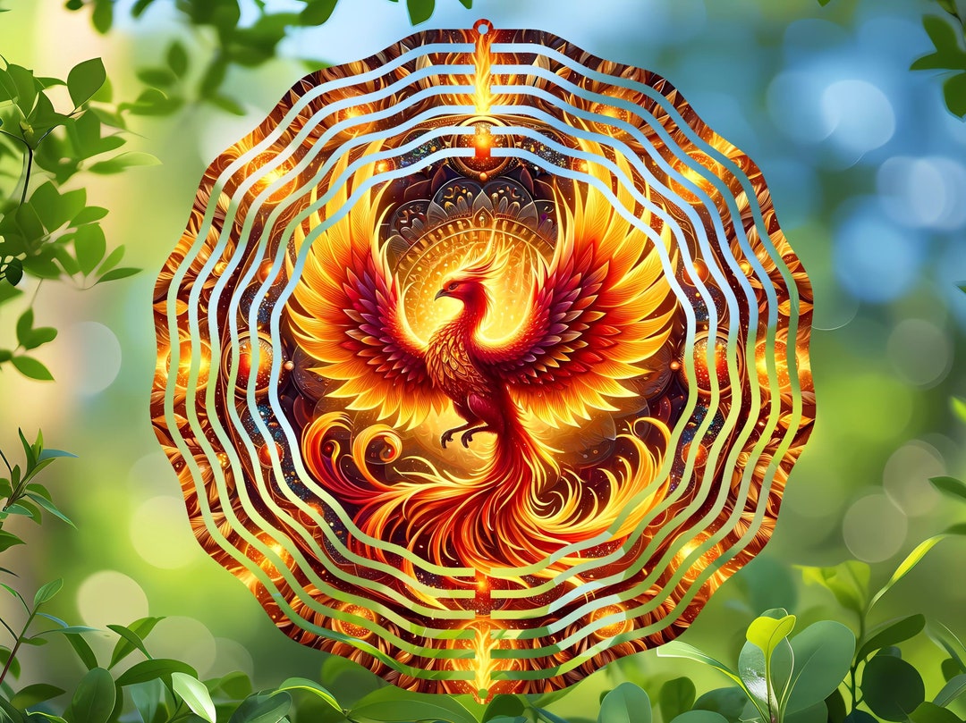 Phoenix Wind Spinner Sublimation Design, Round PNG, DIY Coasters and ...