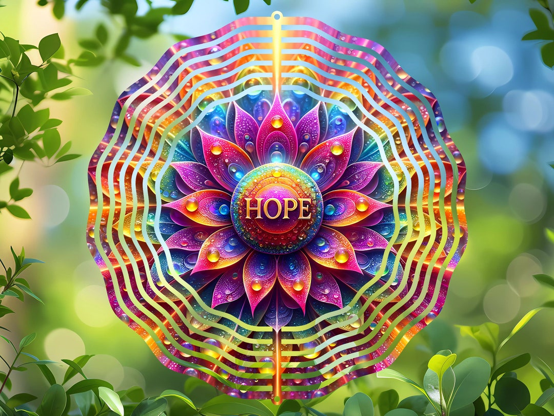 Colorful Hope Flower Mandala Wind Spinner Sublimation Design, Rainbow ...