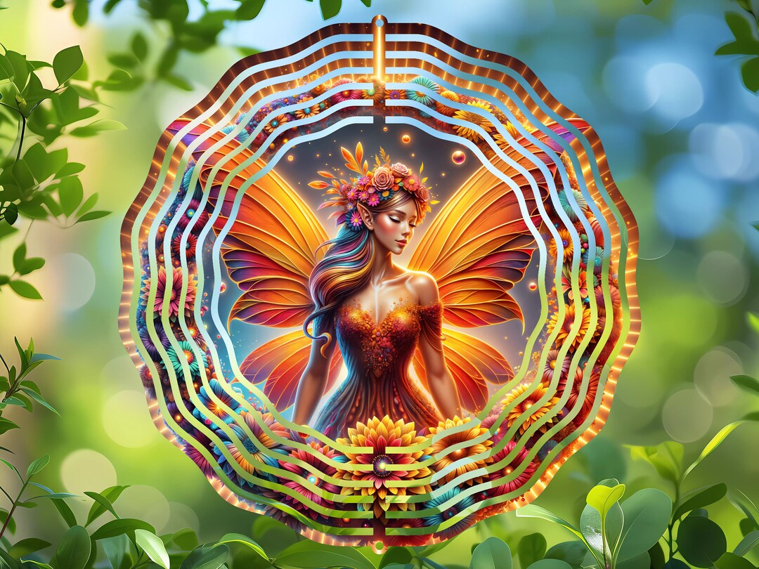 Colorful Fairy Art Print Wind Spinner Sublimation Design Round PNG, DIY ...