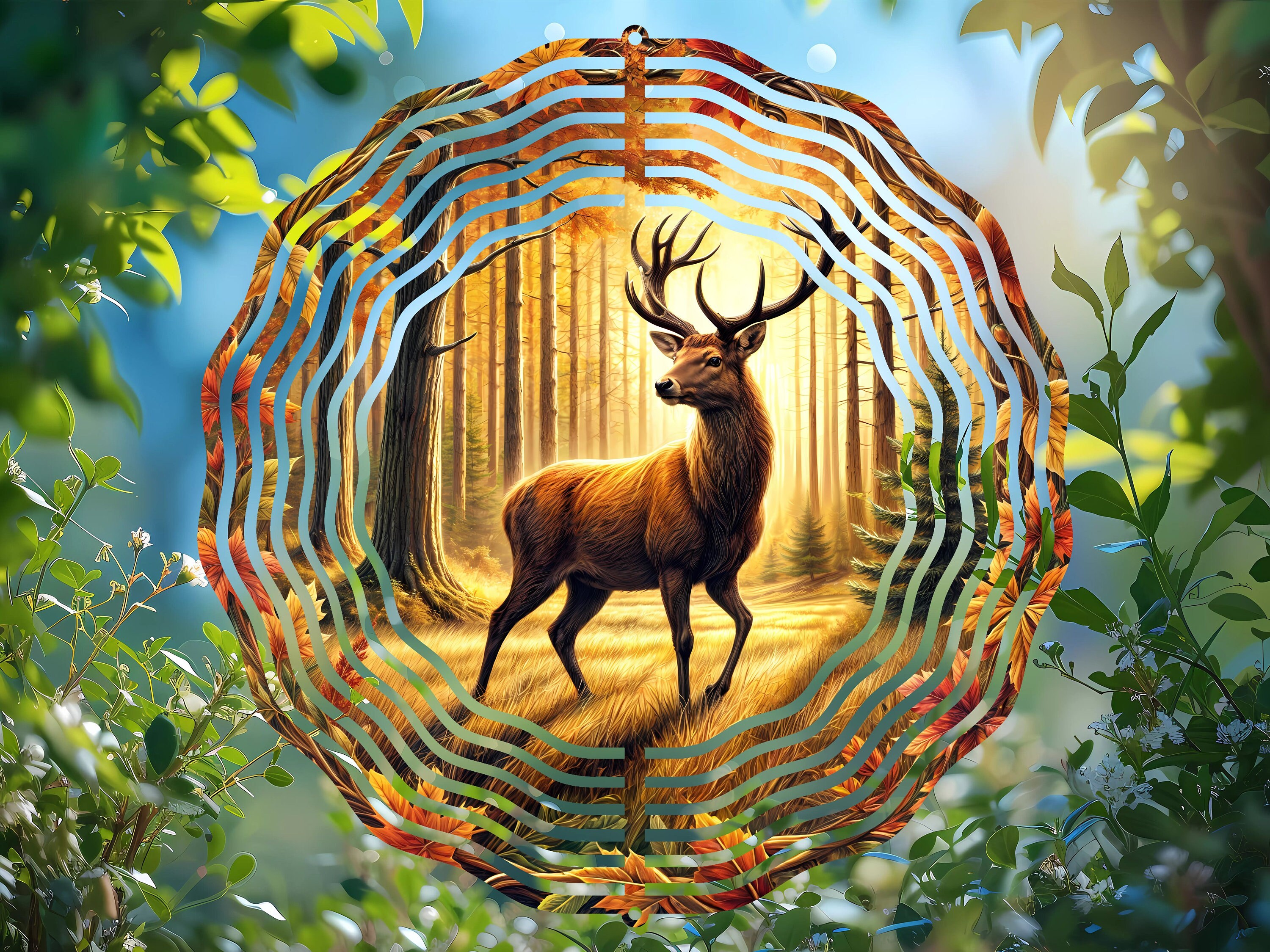 Forest Deer Autumn Scene, Wildlife Art Print, Fall Woodland Digital ...