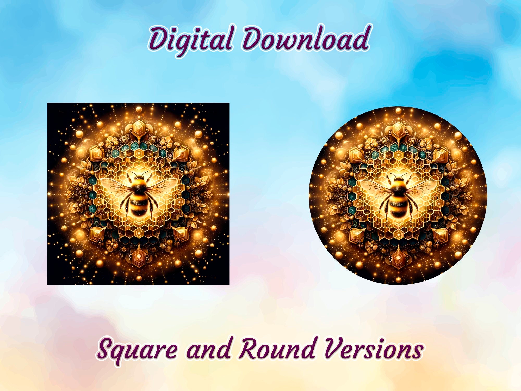 Bee Honeycomb Mandala Wind Spinner PNG Black and Gold Artful Garden ...