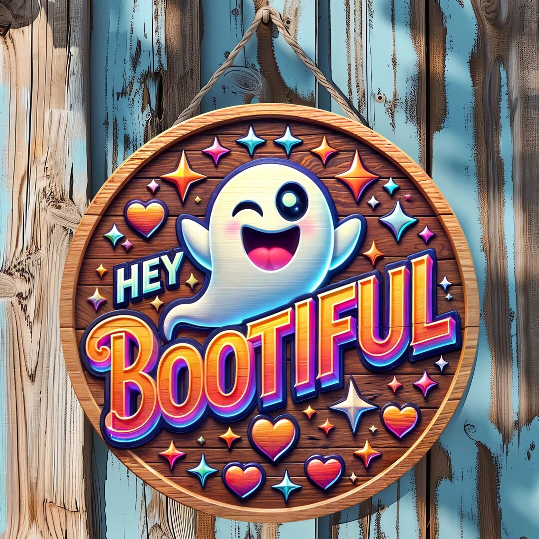 Cute Ghost Round Welcome Sign, Door Hanger PNG, Sublimation Print ...