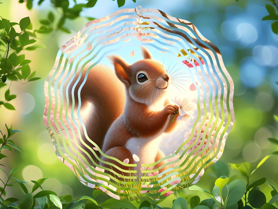 Adorable Squirrel Wind Spinner Sublimation PNG Round Garden Ornament ...