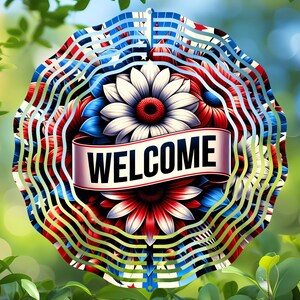 Welcome Red White and Blue Wind Spinner Sublimation Design Welcome ...