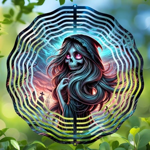 Grim Reaper Girl Spooky Halloween Wind Spinner Sublimation Design ...