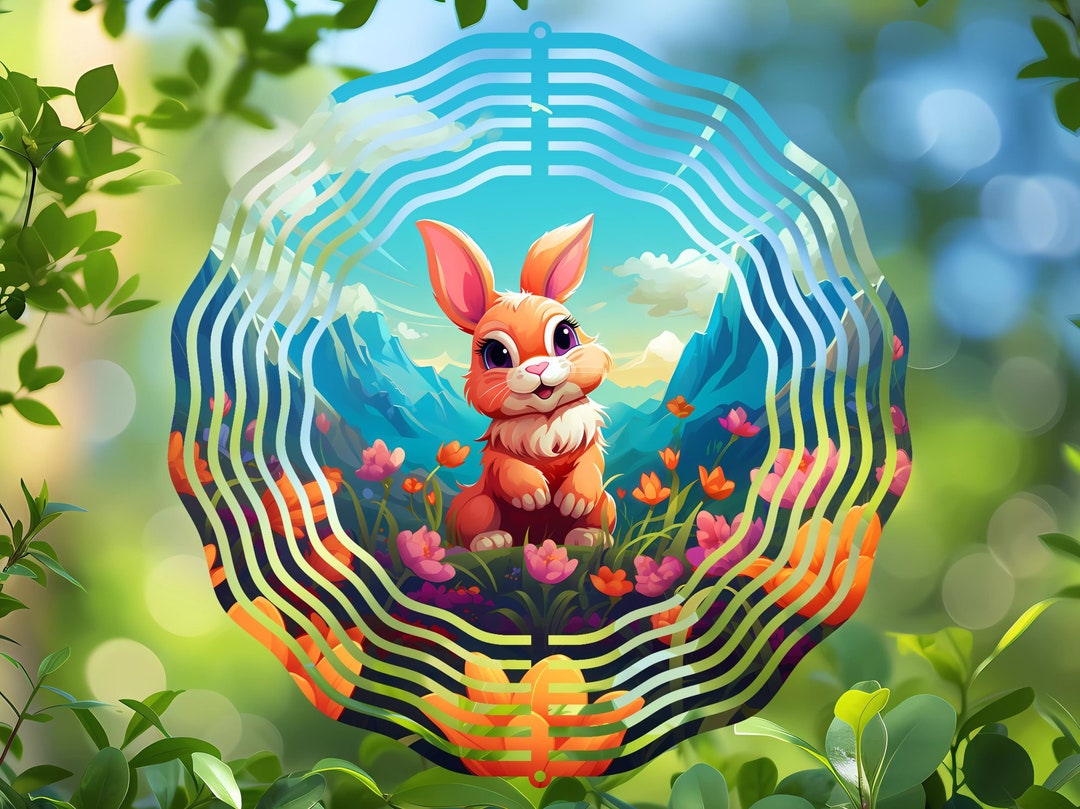 Bunny Wind Spinner Sublimation PNG, Round Floral Coaster Design ...