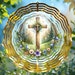 Wind Spinner Spiritual Cross and Flowers Design, Digital Round PNG ...