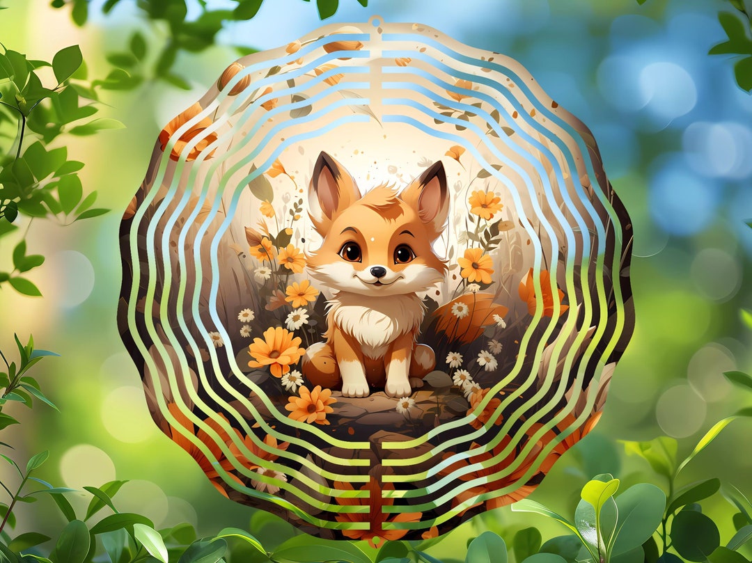 Baby Fox Wind Spinner, Cute Animal Garden Decor, Sublimation PNG ...