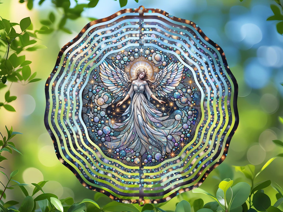 Sparkling Angel Wind Spinner Sublimation Design, Round PNG for DIY ...