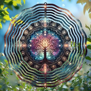 Round Cosmic Tree Wind Spinner Sublimation PNG, Mystical Celestial ...