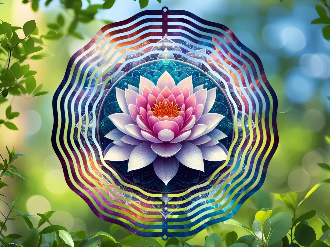 Cosmic Lotus Wind Spinner Design, Round Mandala Sublimation PNG ...