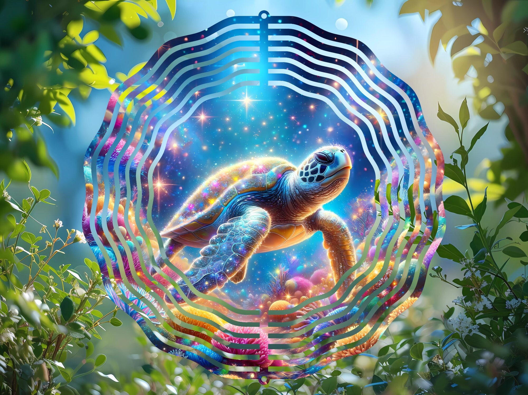 Psychedelic Sea Turtle Wind Spinner Coastal Themed Sublimation Design ...