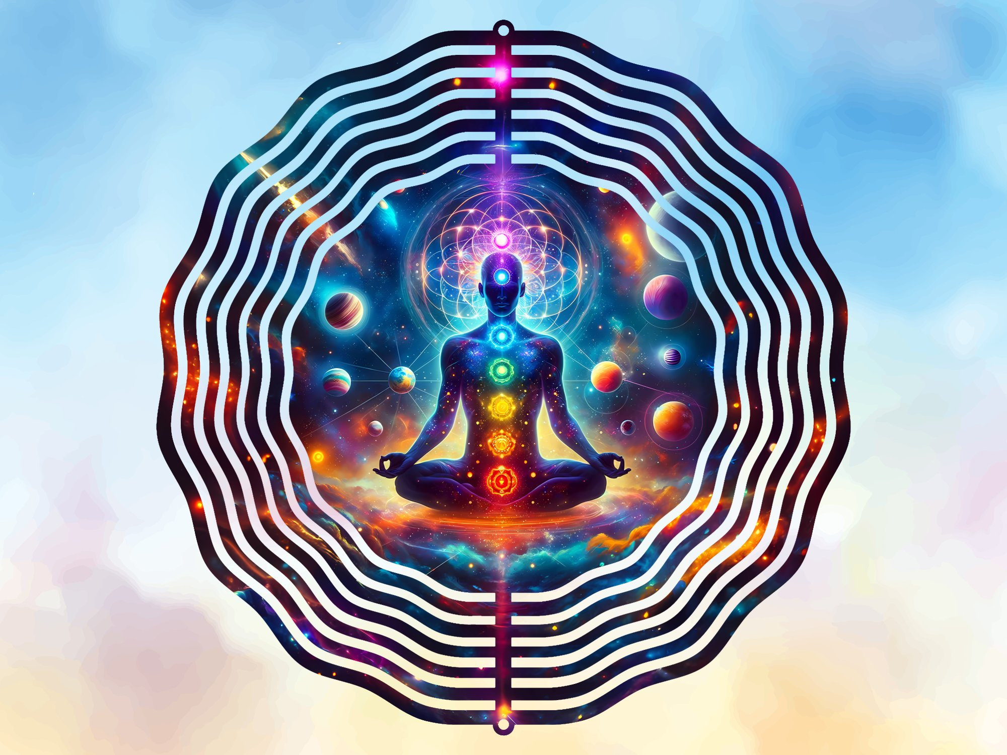 Digital Cosmic Meditation Art, Chakra Map Sublimation Design PNG ...