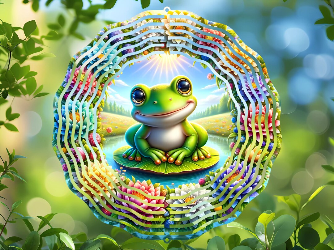 Frog Wind Spinner Sublimation Design, Round PNG for DIY Garden ...