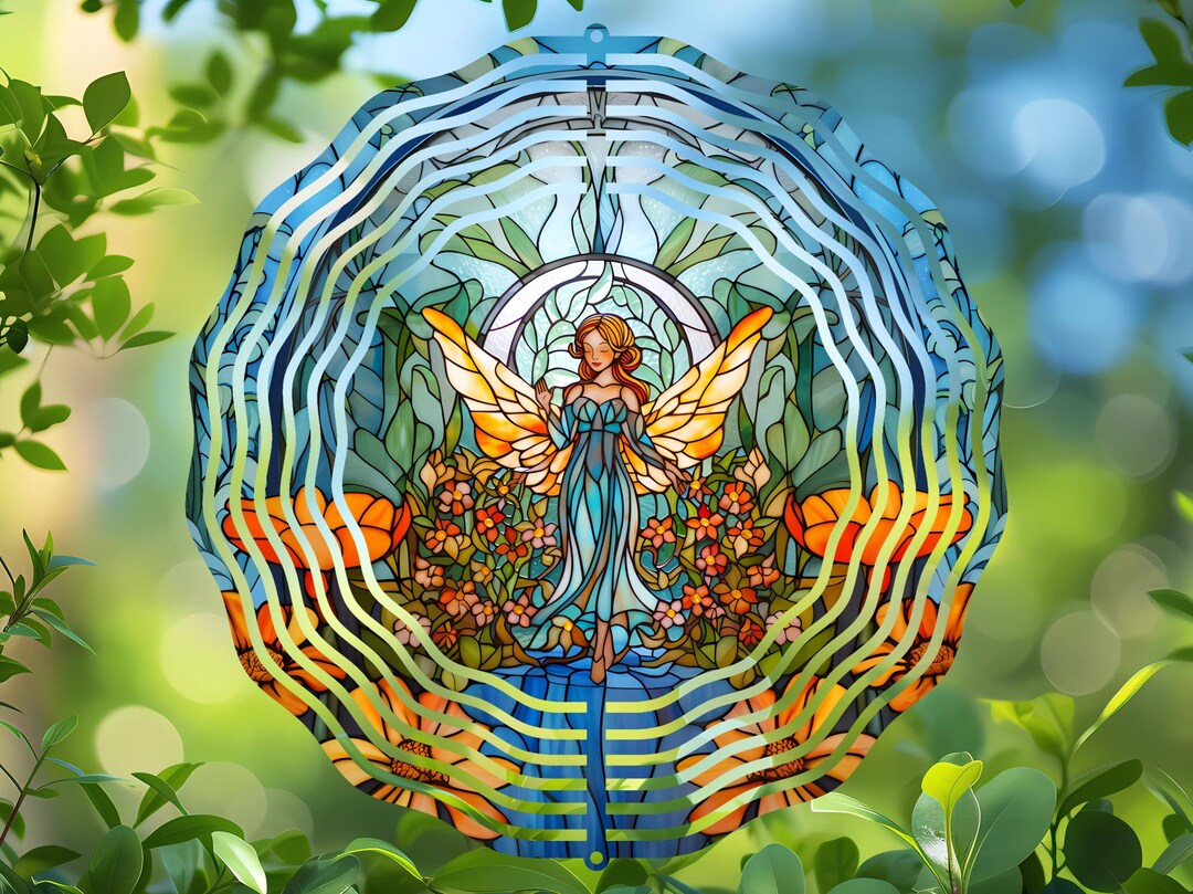 Beautiful Animated Angel Wind Spinner PNG, Stained Glass Style ...