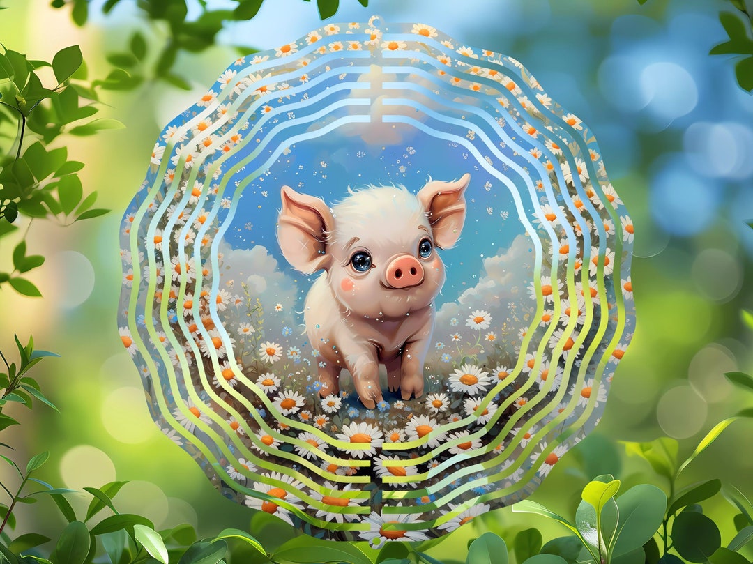 Adorable Baby Animated Piglet Wind Spinner Sublimation Design, Daisy ...