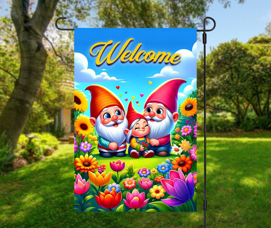 Welcome Garden Gnome Sublimation Flag Design, Digital Download ...