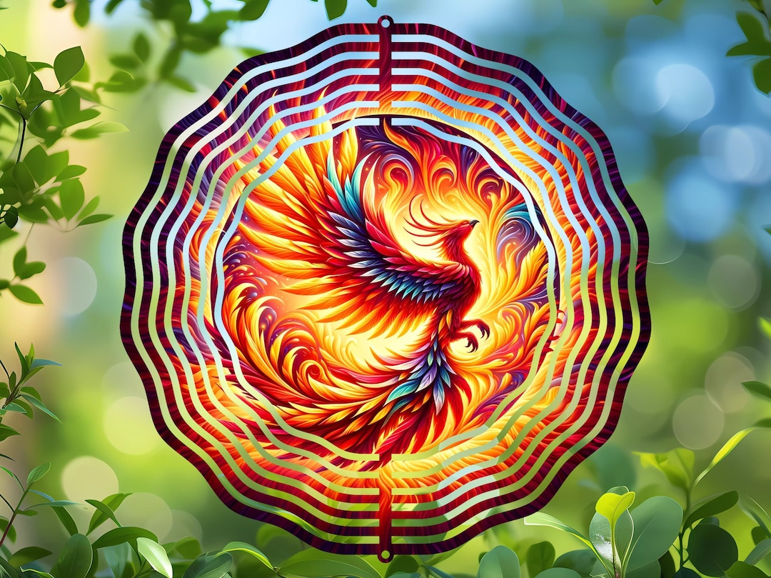 Fire Phoenix Wind Spinner Sublimation Design, Round PNG Digital ...
