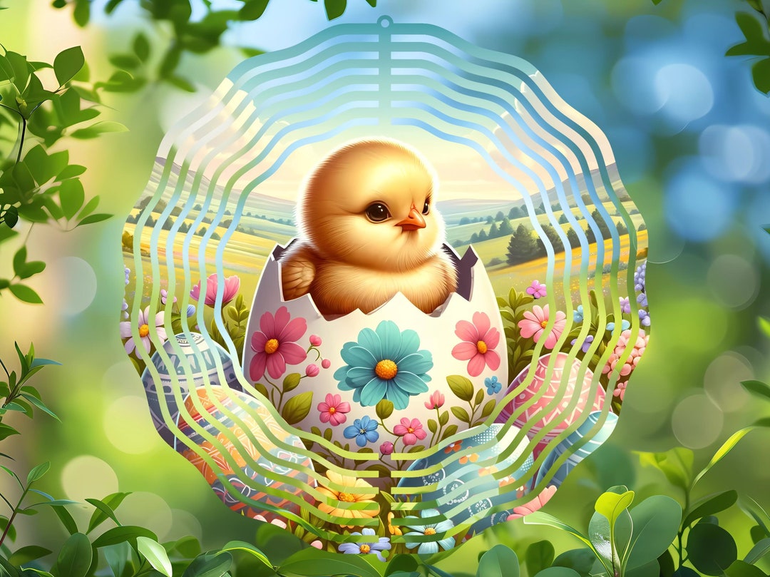 Puffy Wind Spinner Spring Themed Easter Chick Sublimation PNG, Easter ...