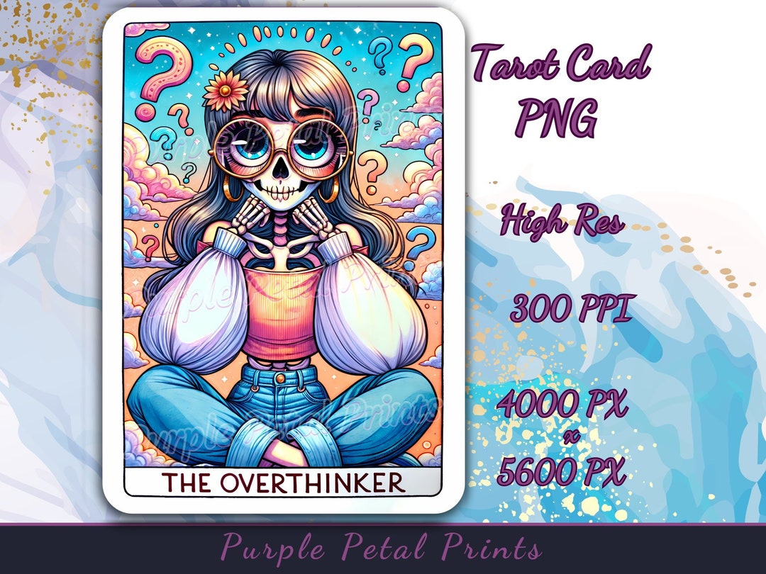 The Overthinker Tarot Card PNG, Funny Skeleton Sublimation File, Self ...
