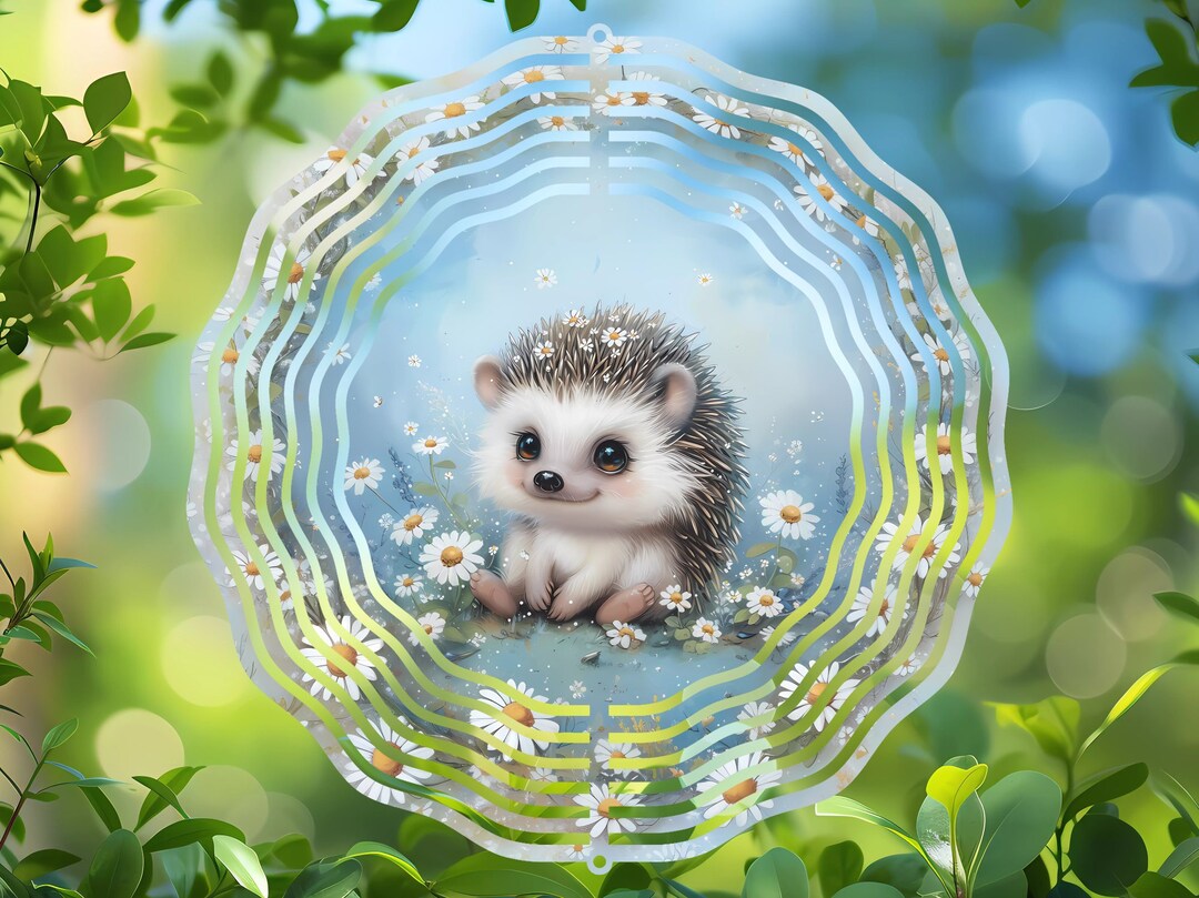 Adorable Animated Hedgehog Wind Spinner Digital Download, Daisy Wind ...