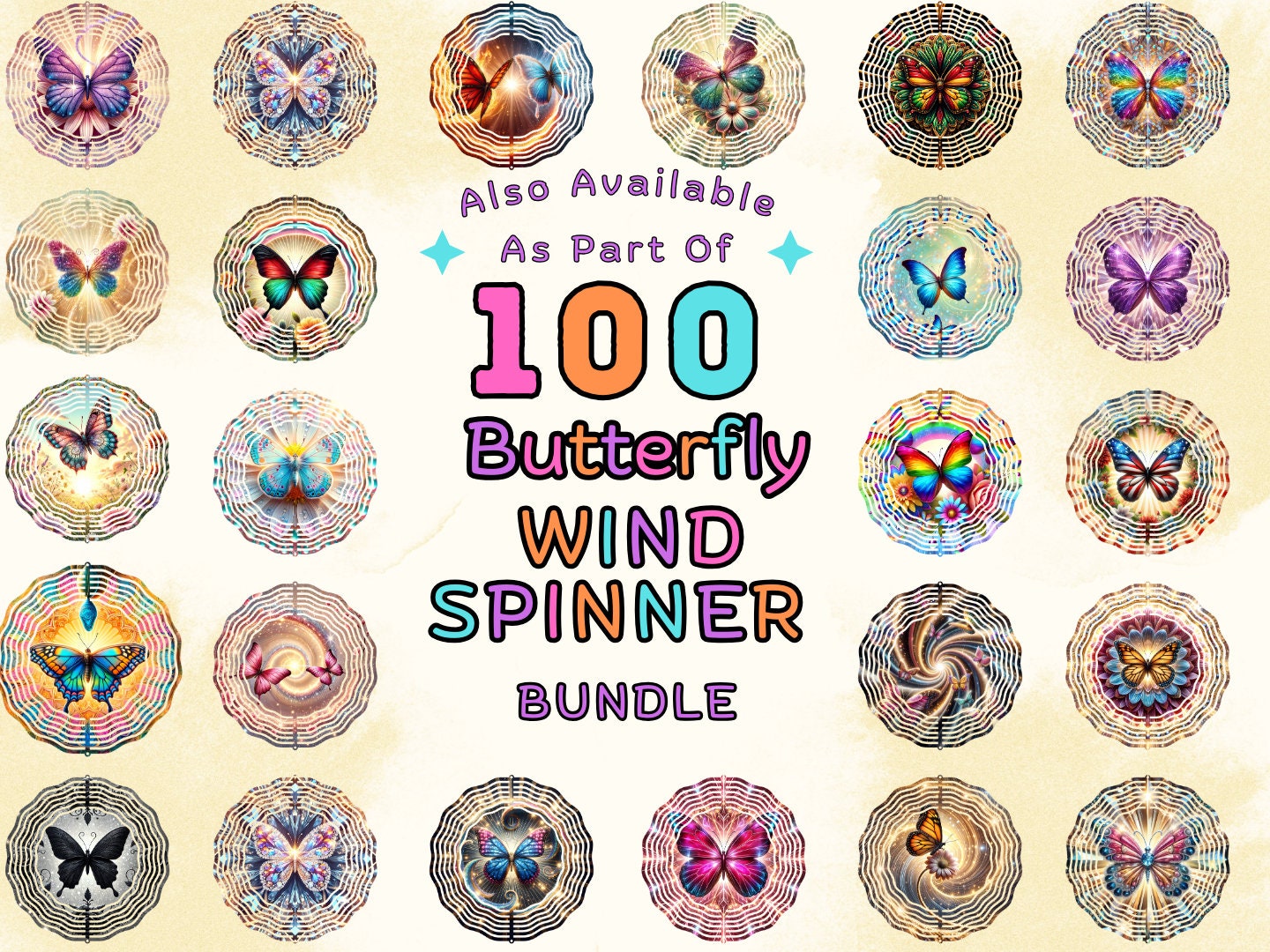 Butterfly Wind Spinner Design, Sublimation PNG, Digital Download, Round ...