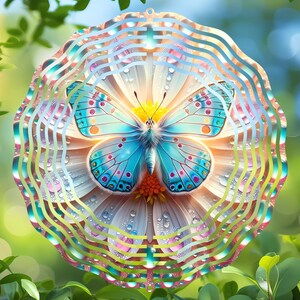 Butterfly Wind Spinner Design, Digital Round PNG for DIY Coasters ...
