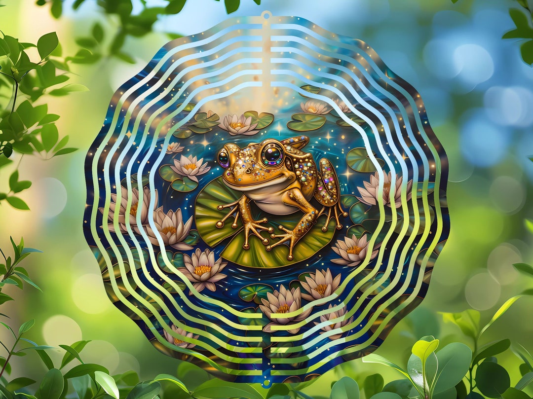 Frog Wind Spinner Sublimation Design, Digital Garden Decor PNG, Round ...