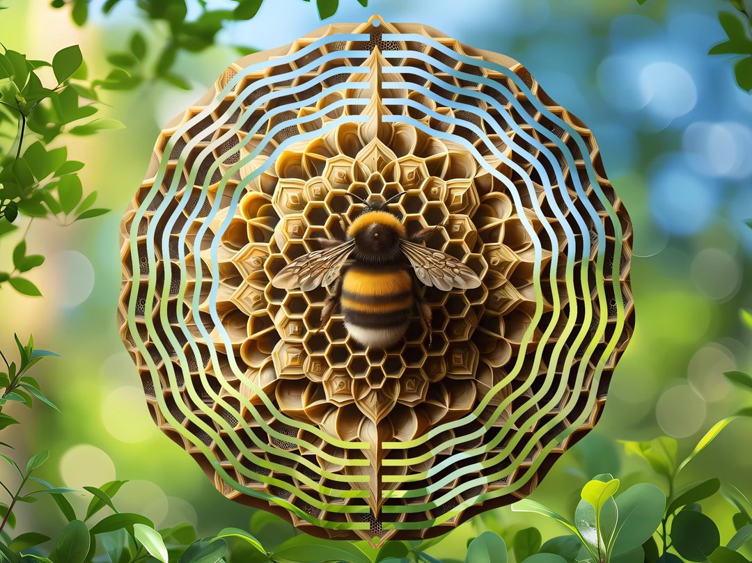 Beehive 3D Wind Spinner Sublimation Design, Round PNG File for Coasters ...