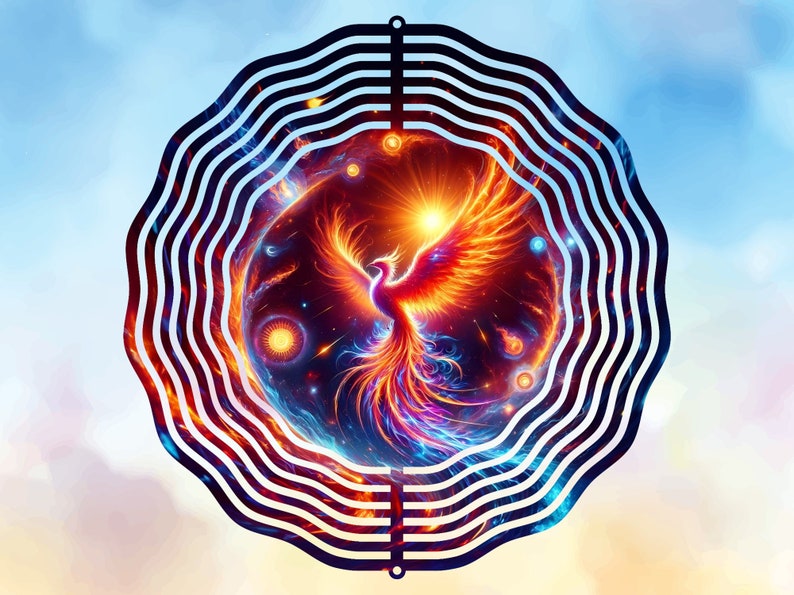 Phoenix Wind Spinner Sublimation Design, Round Digital PNG, Cosmic Fire ...