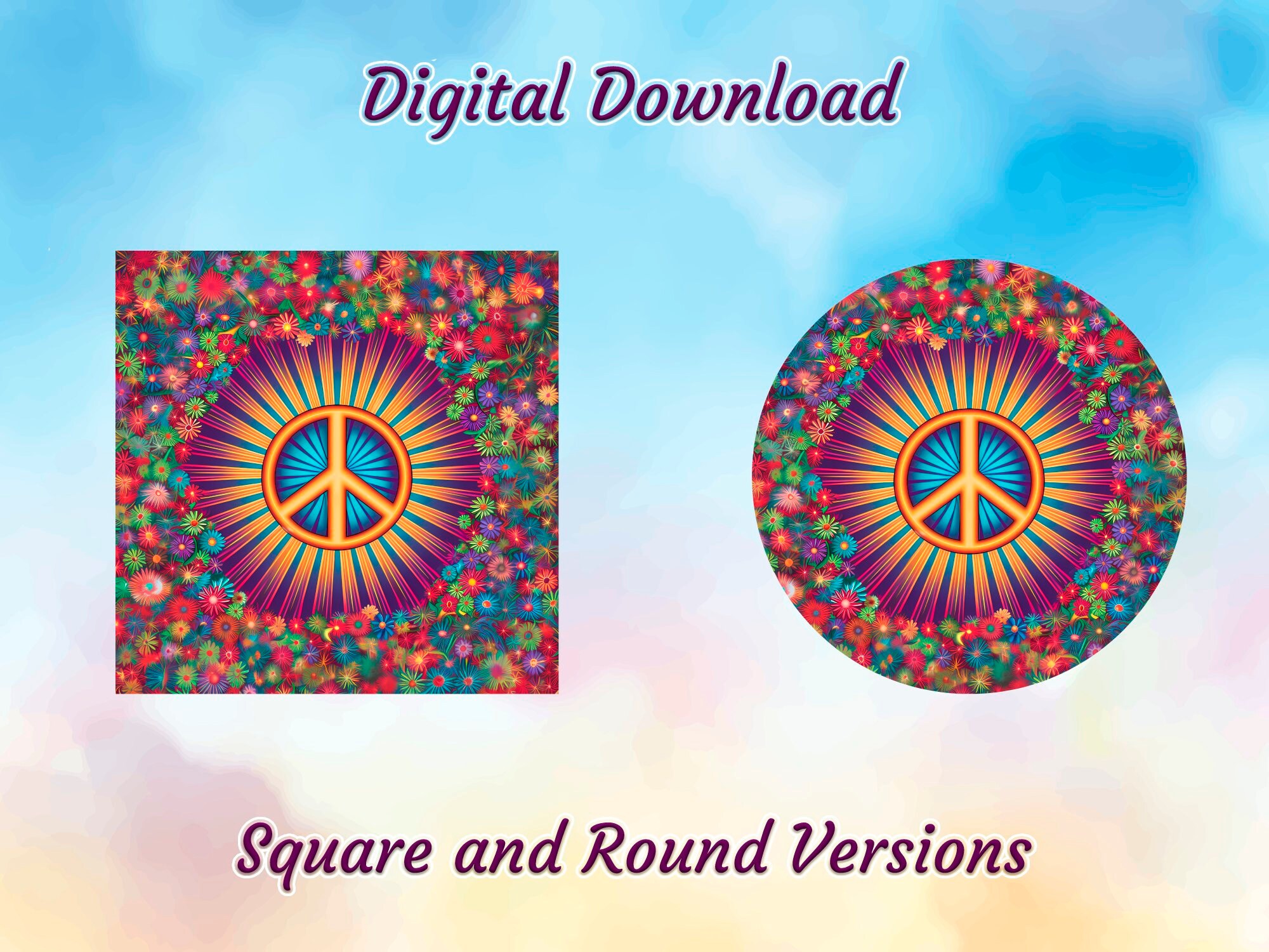Digital Wind Spinner Peace Sign Design, Printable Sublimation PNG ...