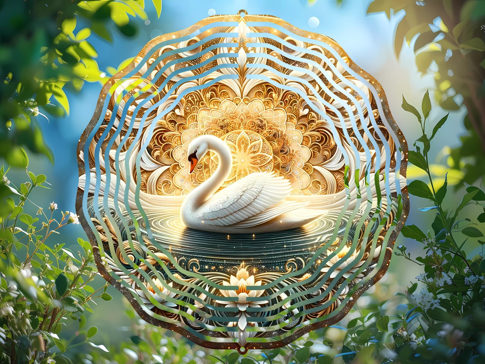 Mandala Swan Wind Spinner Sublimation Design, Round PNG for Coasters ...